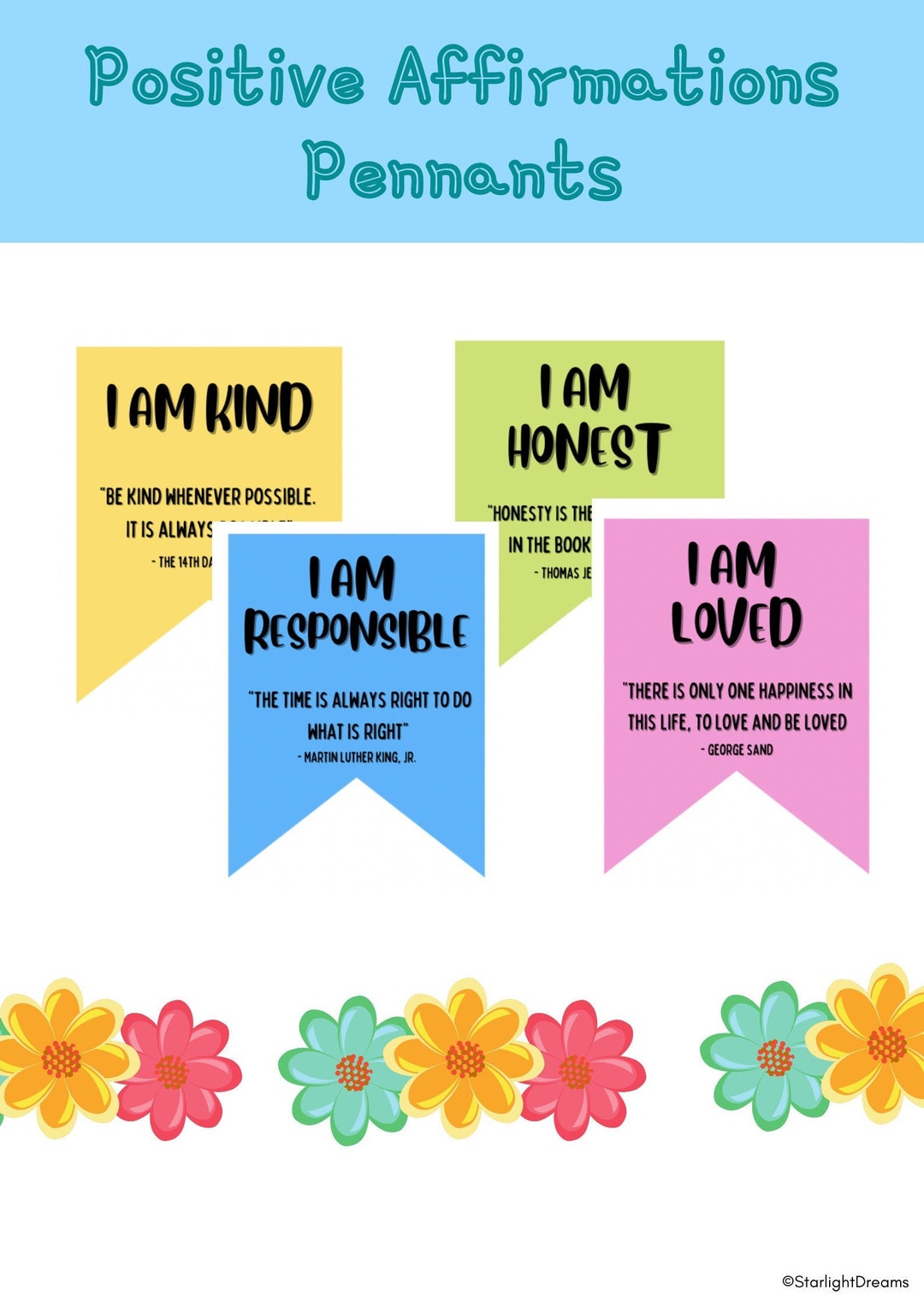 Positive Affirmations - Pennants for Classroom - Etsy