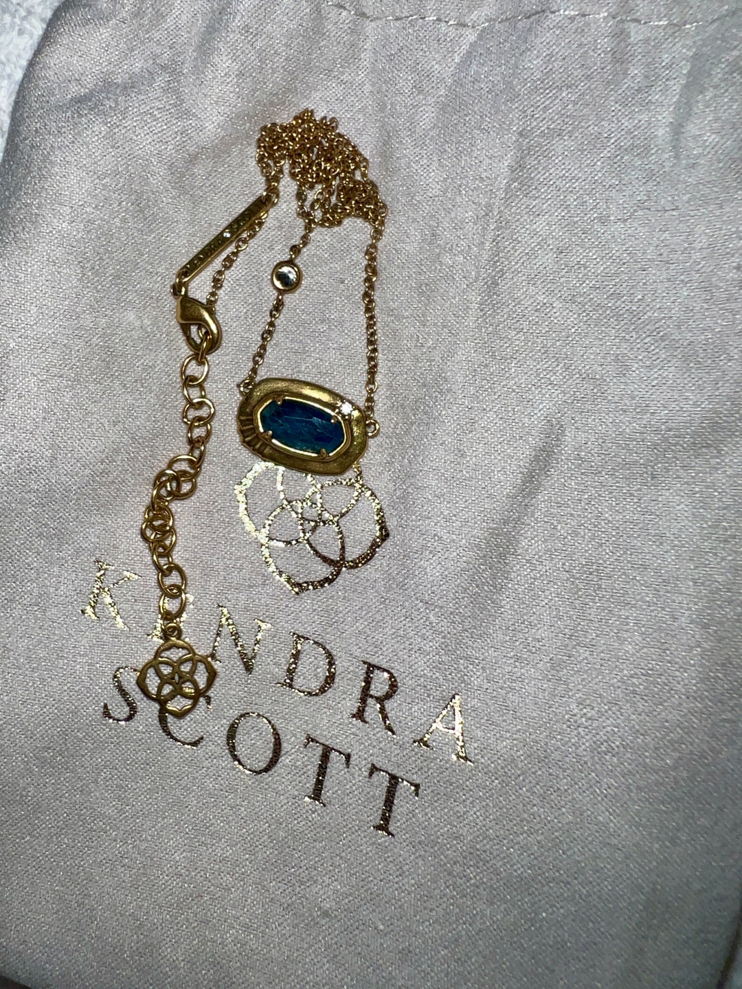 New Kendra Scott Anna Teal Apatite Necklace Adjustable With Dust Bag 14 ...