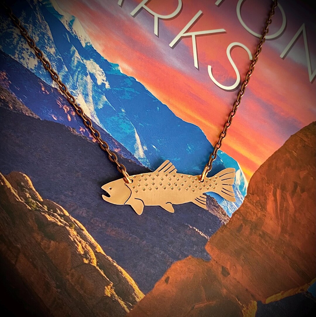 Handsawn Copper Trout Minimalist Pendant Necklace - Etsy