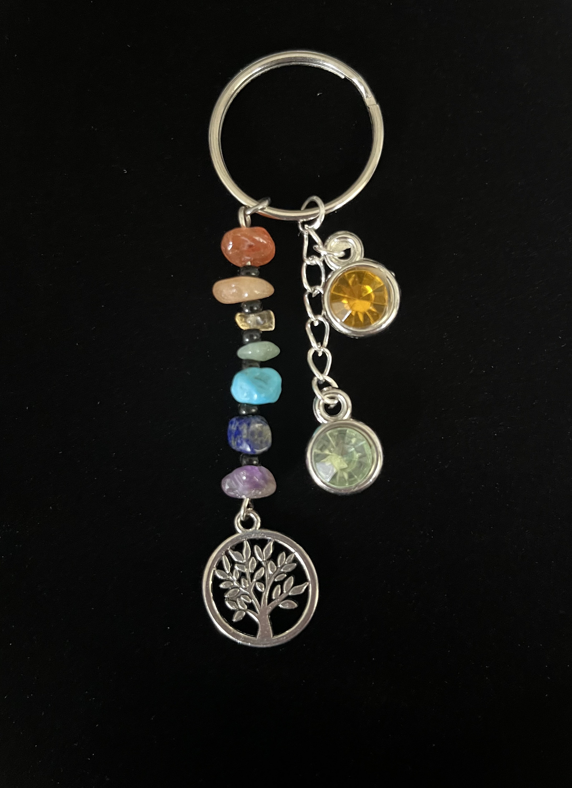 Chakra Stone Keychain With Tree and Gems. - Etsy