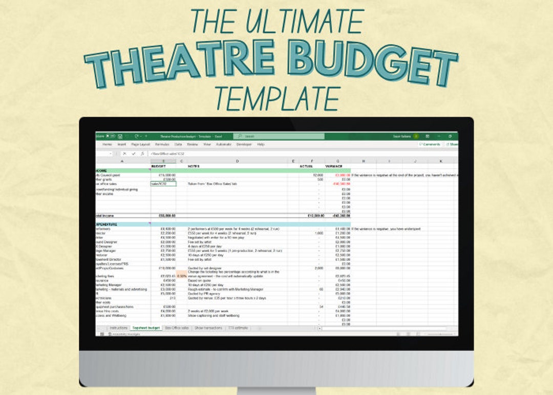 Theatre Production Budget Template and Example - Etsy