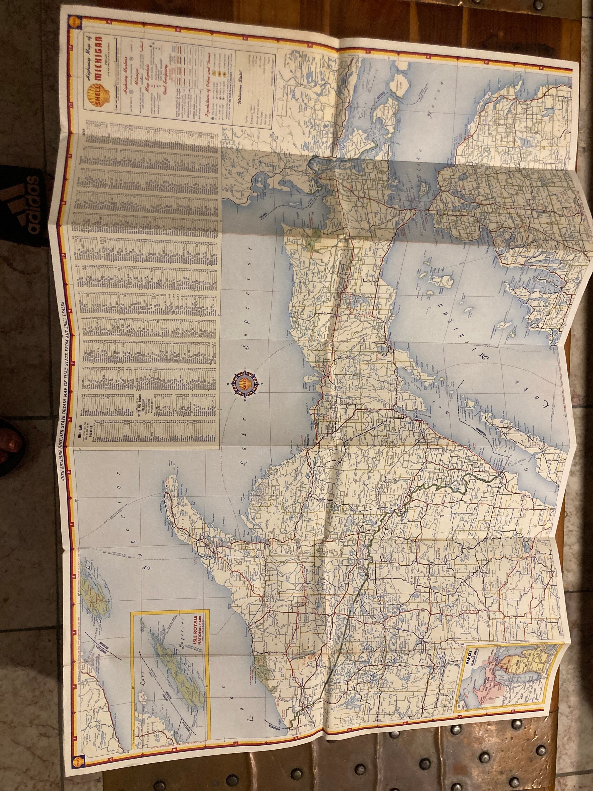 Vintage 1956 Shell Roap Map of Michigan - Etsy