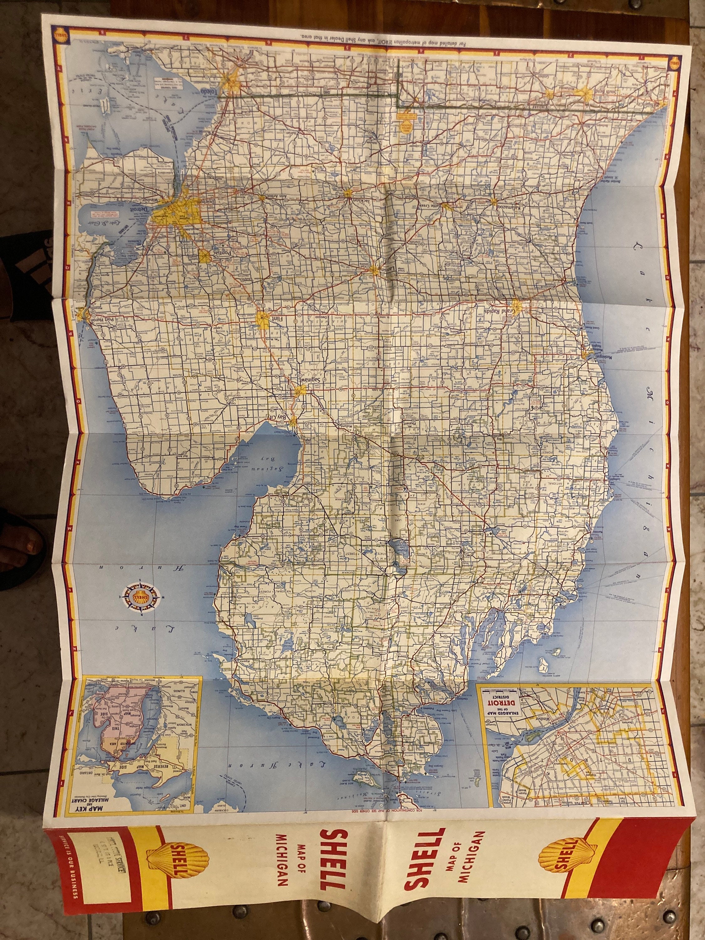 Vintage 1956 Shell Roap Map of Michigan - Etsy