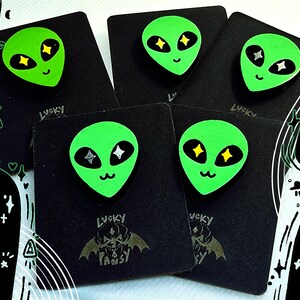 Cutie Alien Wooden Pins | Hand Painted | Funky, Fun, Artsy Gift | Ufo ...