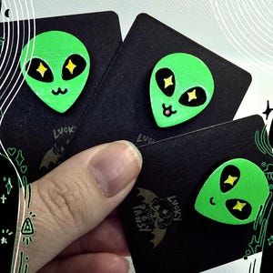 Cutie Alien Wooden Pins | Hand Painted | Funky, Fun, Artsy Gift | Ufo ...