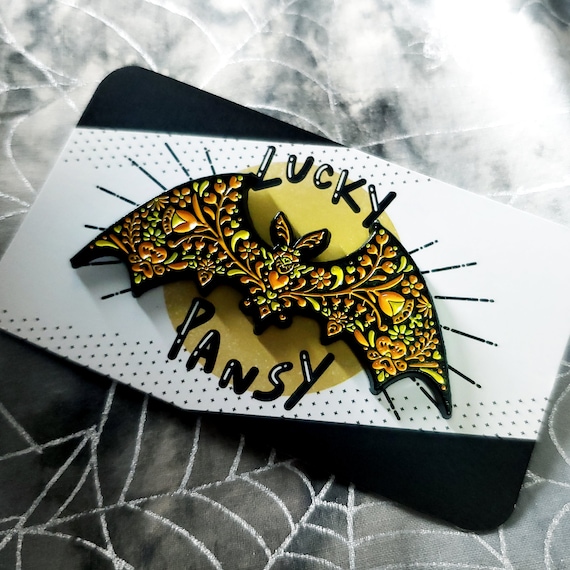 FOLK FRIENDS: Bat Enamel Pin Folk Art Critters - Etsy