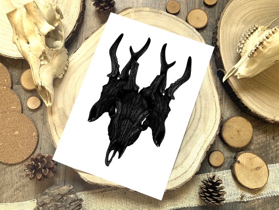 Dotwork Hirsch Schädel Print Skull Art Horror Artwork Skull - Etsy