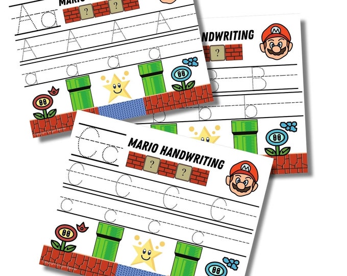 Mario Handwriting Pages, Mario Homeschool Printables, Alphabet ...
