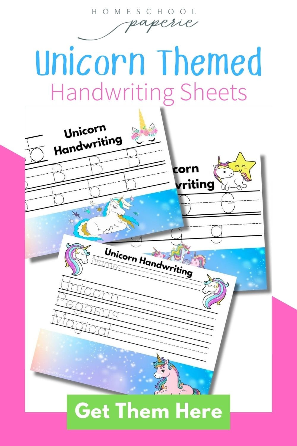 Unicorn Handwriting Pages, Unicorn Handwriting, Printable Handwriting ...