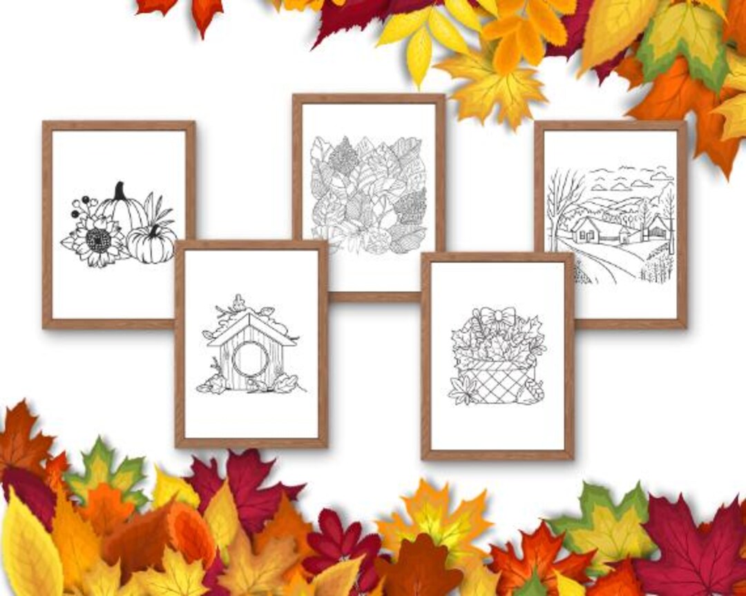 Printable Autumn Coloring Sheets, Instant Download Autumn Coloring ...