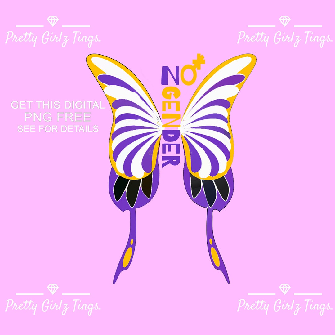 No Gender Butterfly Pride Month Png Lgbtq Community Design File Rainbow ...