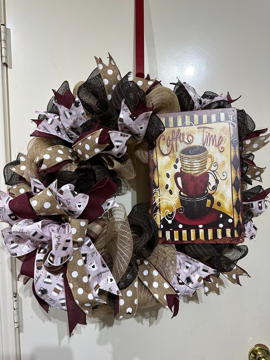 Coffee Lover Home Decor Front Door Wreath Coffee Shop Coffee Nook ...