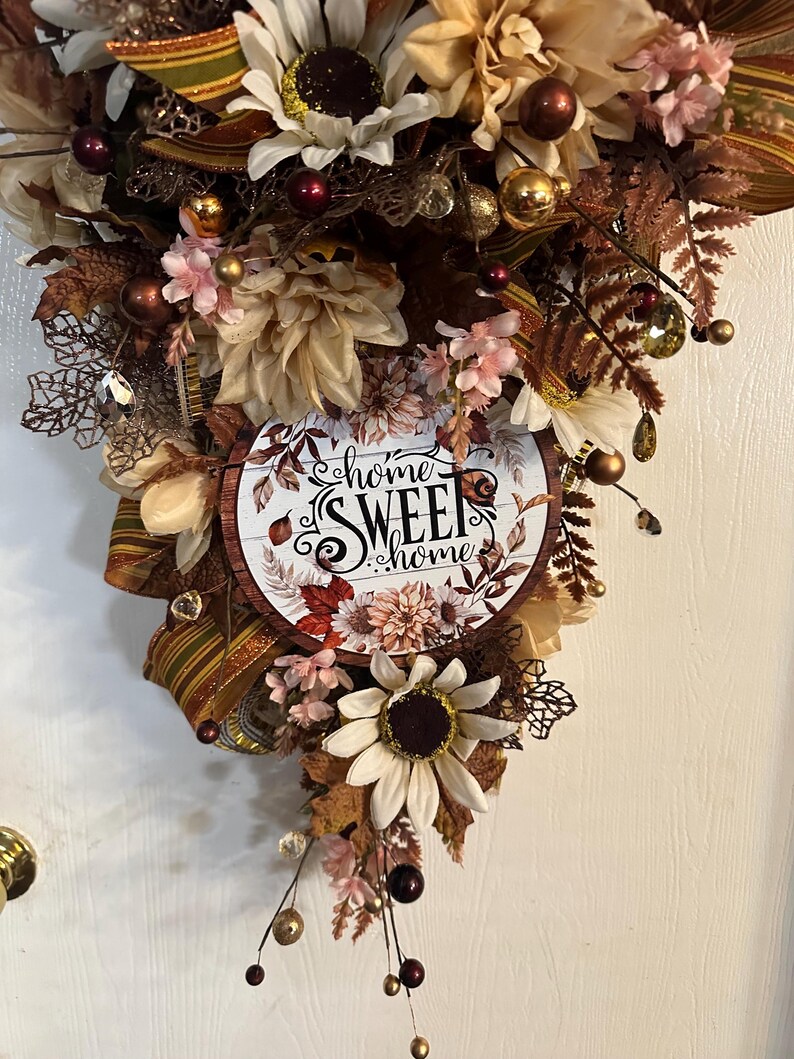 Swag for Door or Home Decor, Rich Colors of Cream. Browns, Coppers ...