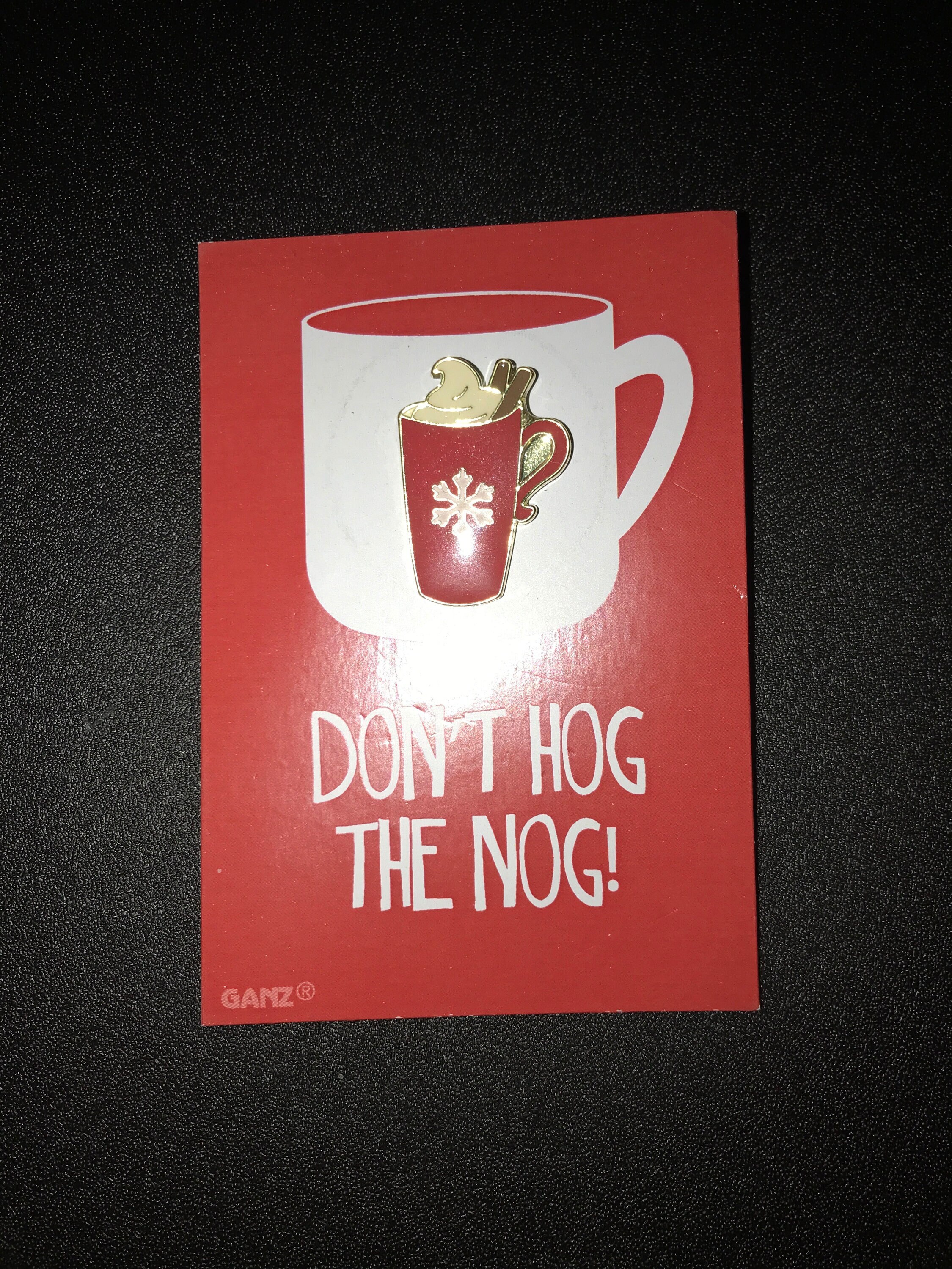 GANZ don't Hog the Nog Enamel Pin New Sealed Christmas Winter Seasonal ...