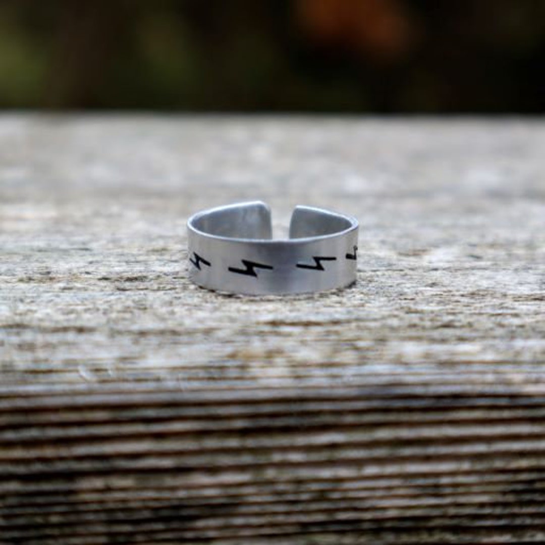 Lightning Bolts Ring Stamped Ring Metal Ring Stamped - Etsy