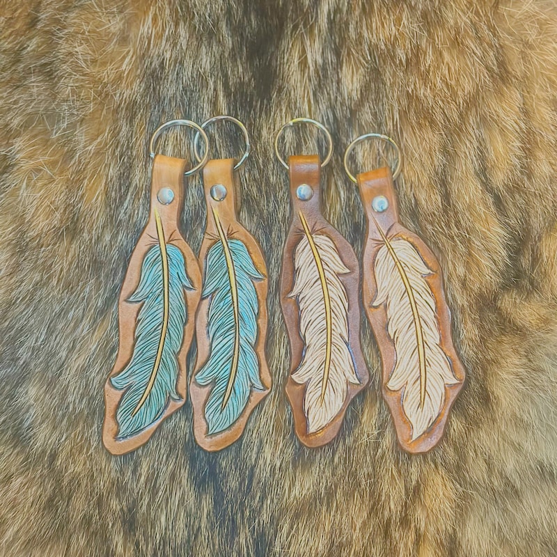 Leather Keychain - Etsy