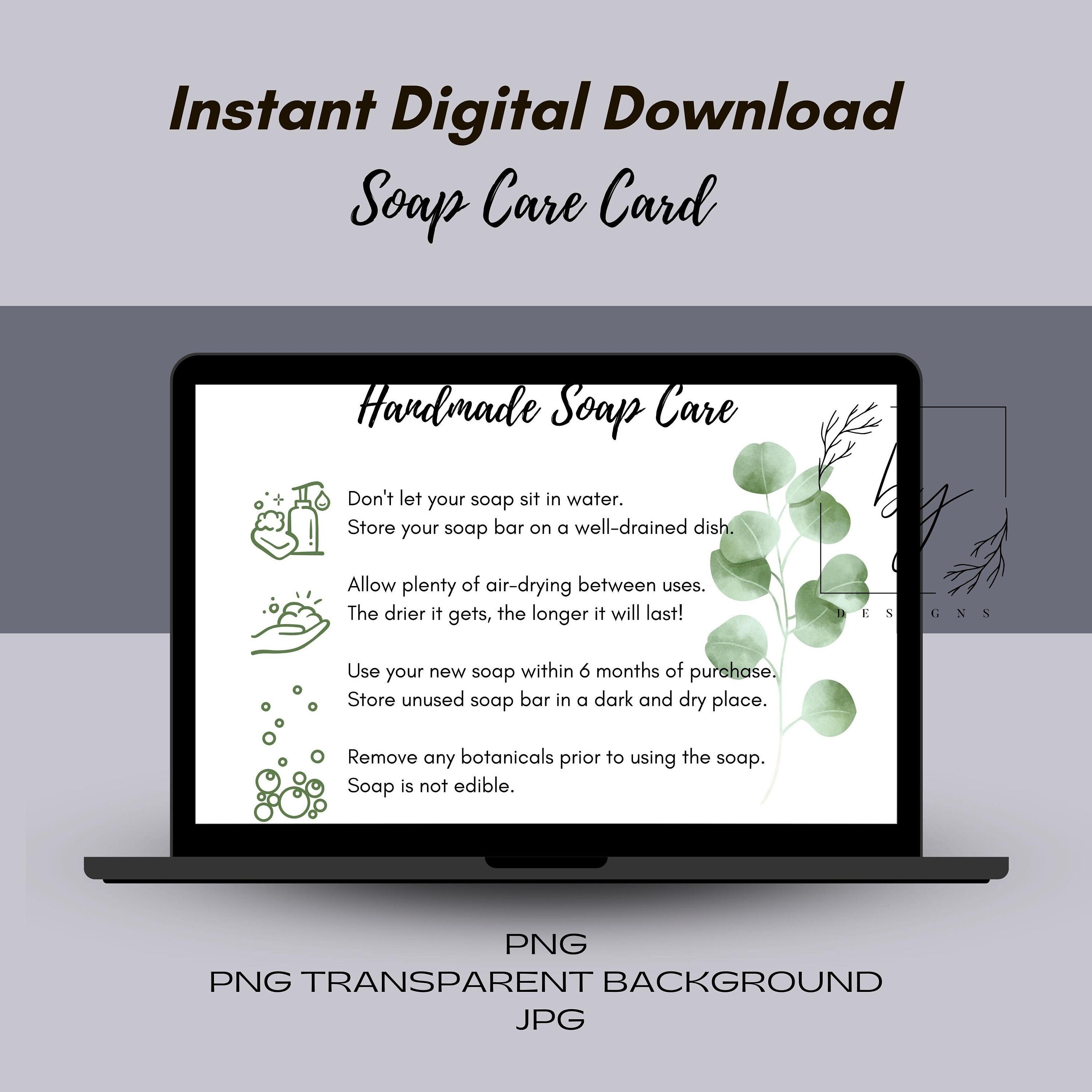 Soap Care Card, INSTANT DIGITAL DOWNLOAD, Printable Care Cards, Safety ...