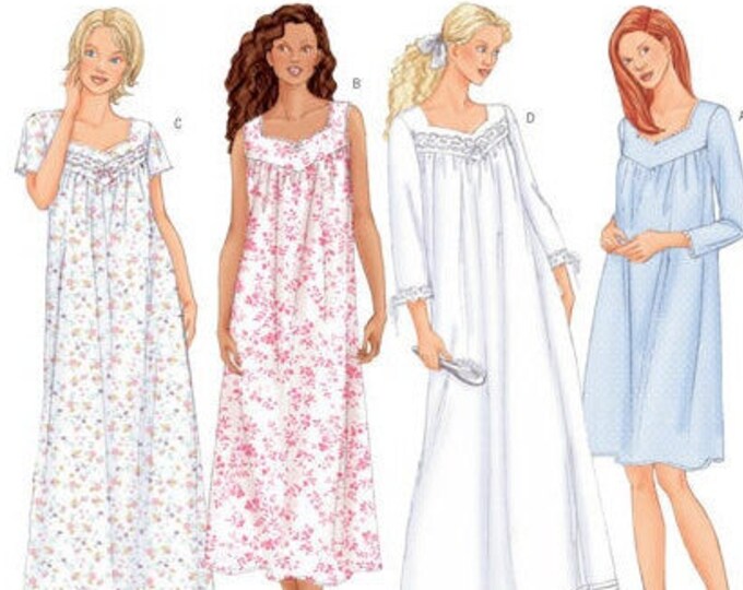 Butterick 6838 UNCUT Pattern for Misses Nightgowns Sizes XS-M 6-14 or L ...