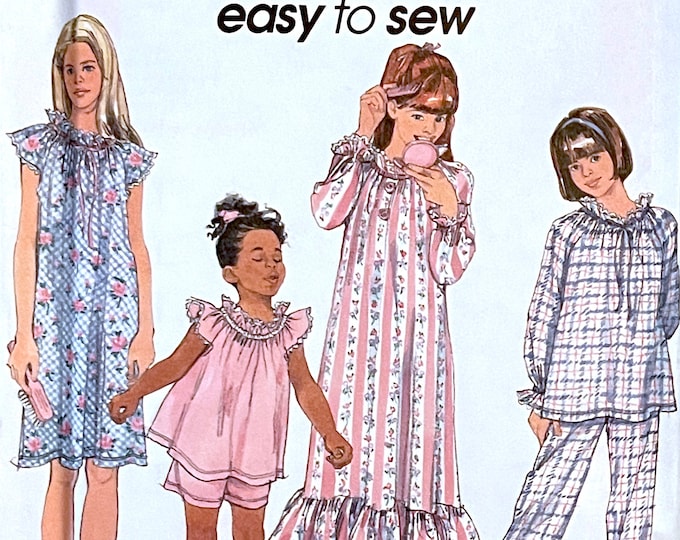 Simplicity 7682 UNCUT Pattern for Girls' Pajamas Sizes 3-6, 7-12, or 8 ...