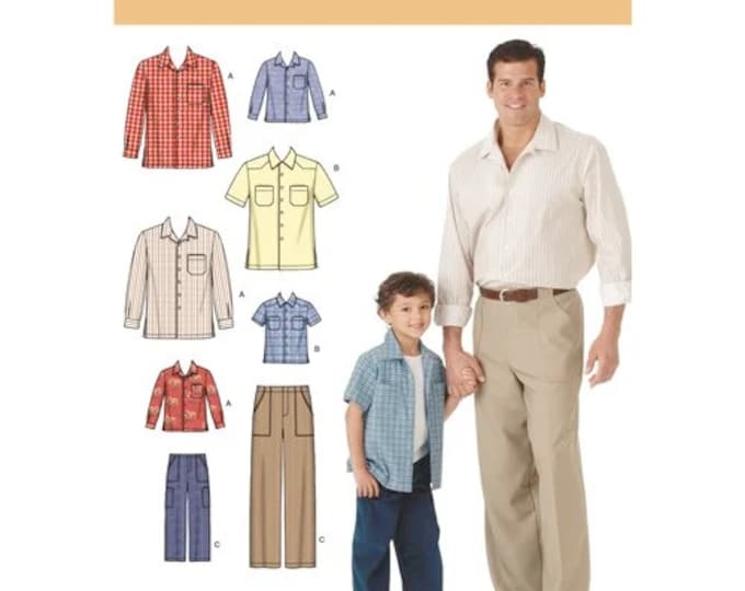 Simplicity 4760 UNCUT Pattern for Mens and Boys Button Down Shirts and ...