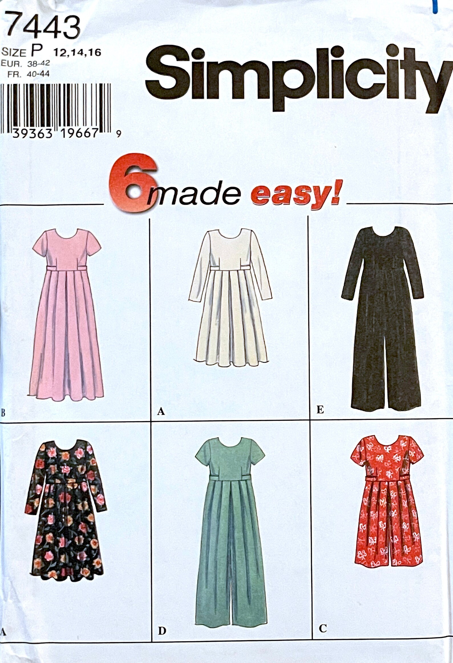 Simplicity 7443 UNCUT Pattern for Misses Dresses and Jumpsuit - Etsy