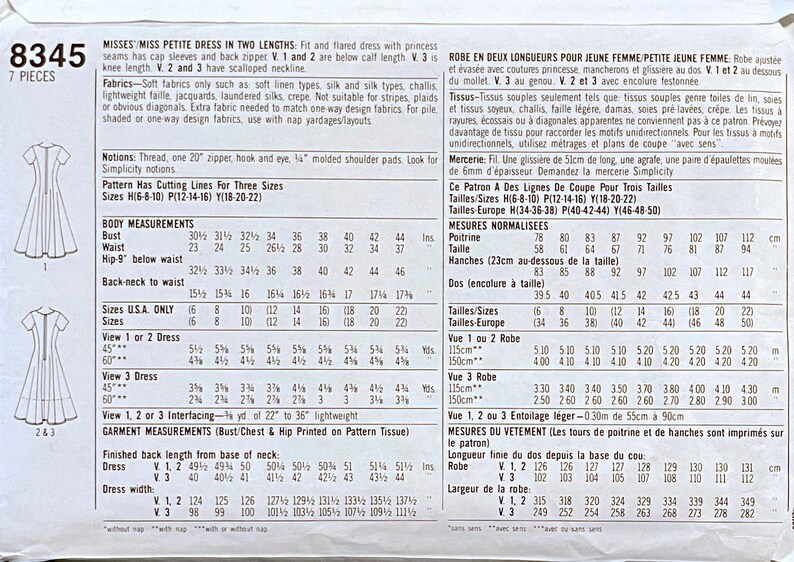 Simplicity 8345 UNCUT Pattern for Misses Dresses Sizes 6-10 - Etsy