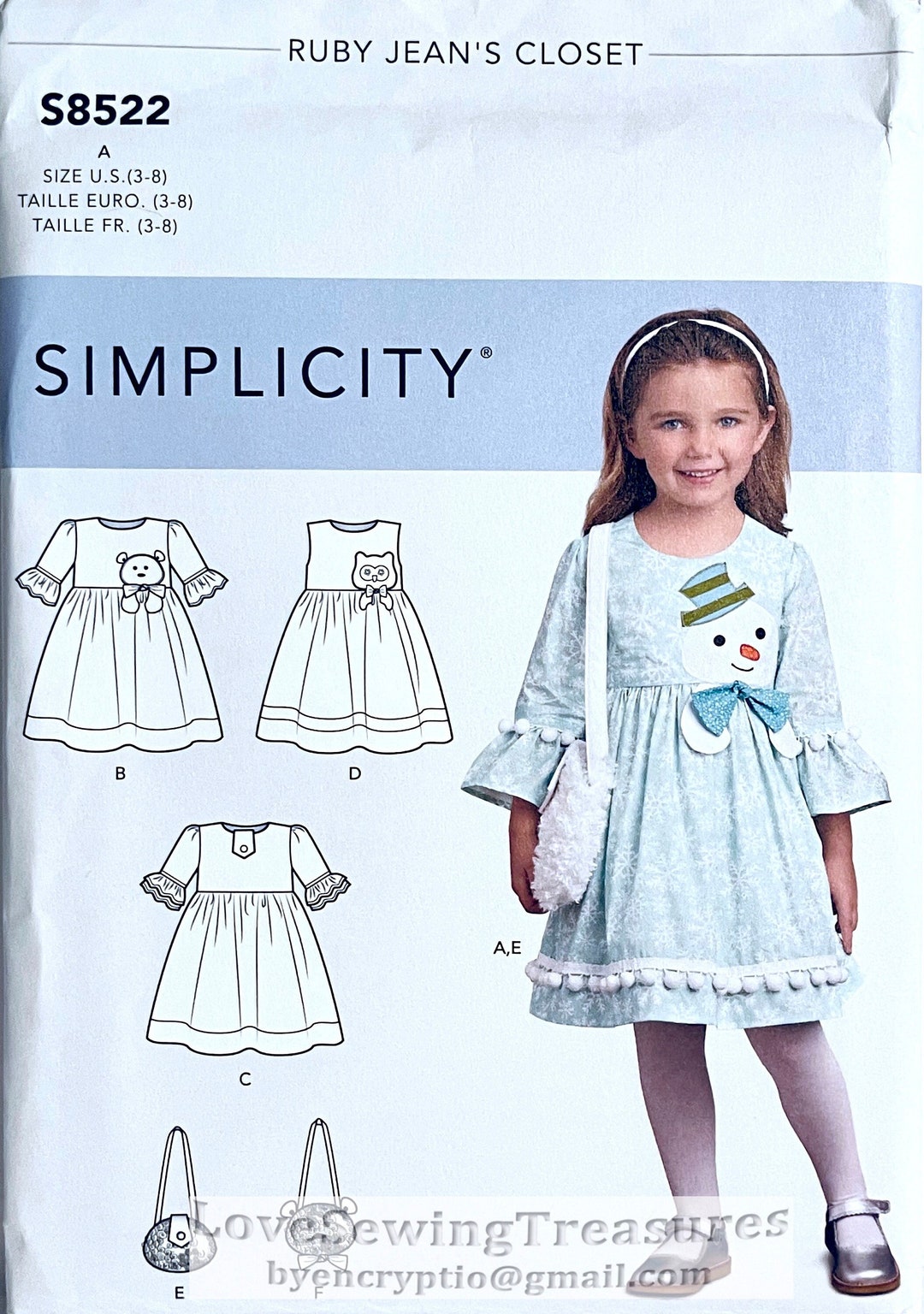 Simplicity 8522 UNCUT Pattern for Girls' Designer Snoman Dresses and ...