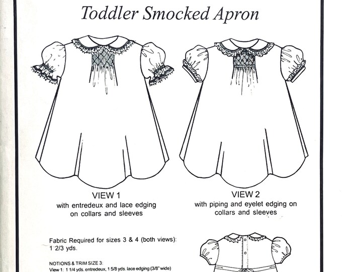 Collars, Etc. Pattern Co. UNCUT Pattern for Toddler Smocked Apron Sizes ...