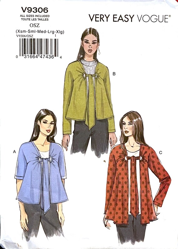 Vogue 9306 UNCUT Pattern for Misses Very Easy Jacket Cardigan - Etsy
