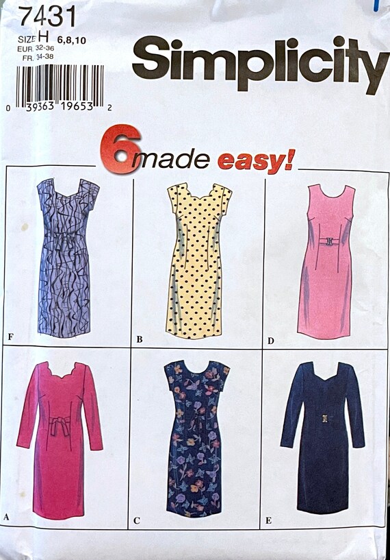 Simplicity 7431 UNCUT Pattern for Misses Dresses Sizes 6-10 - Etsy