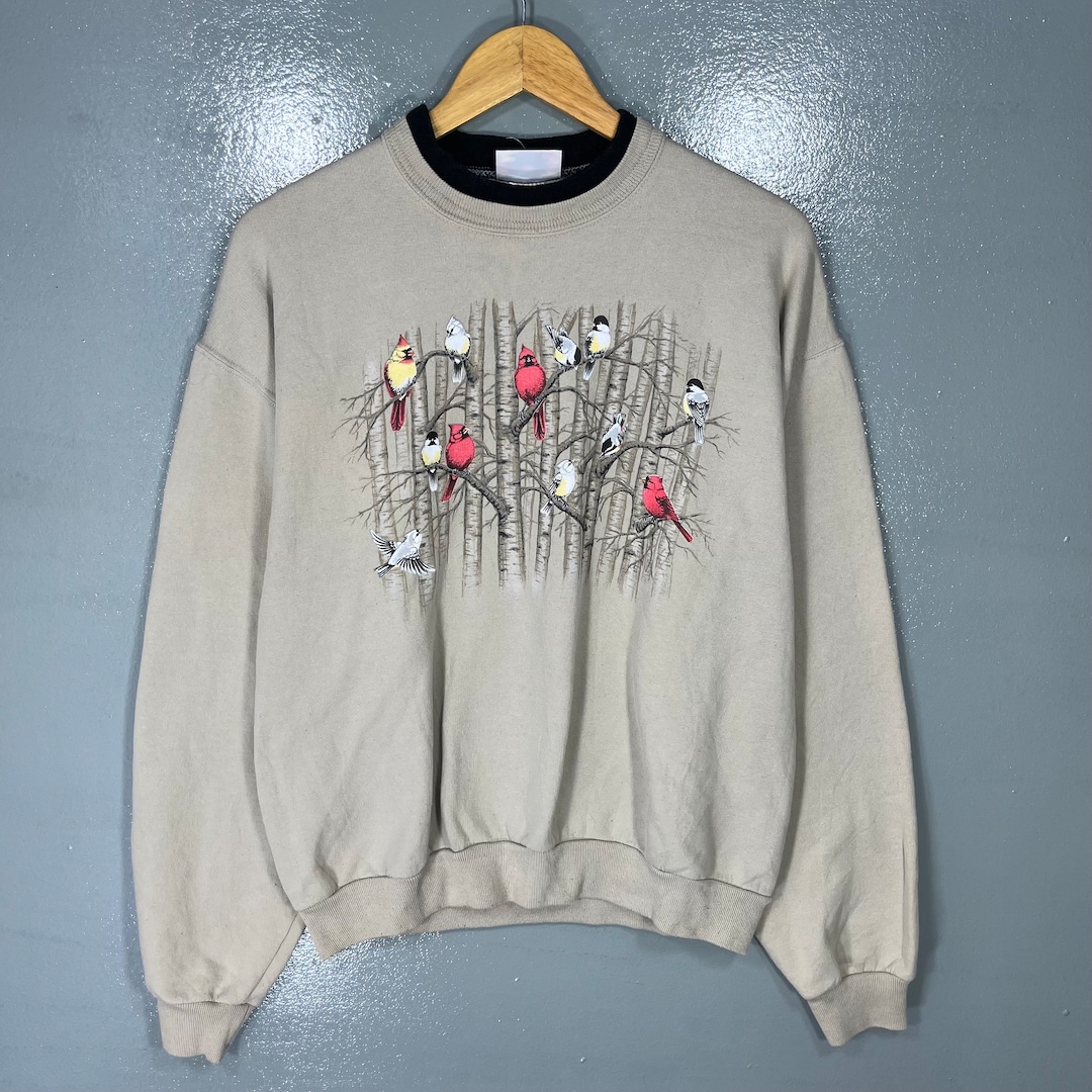 Vintage Y2K Morning Sun Tag Birds on Tree Biglogo Printed Sweatshirt ...