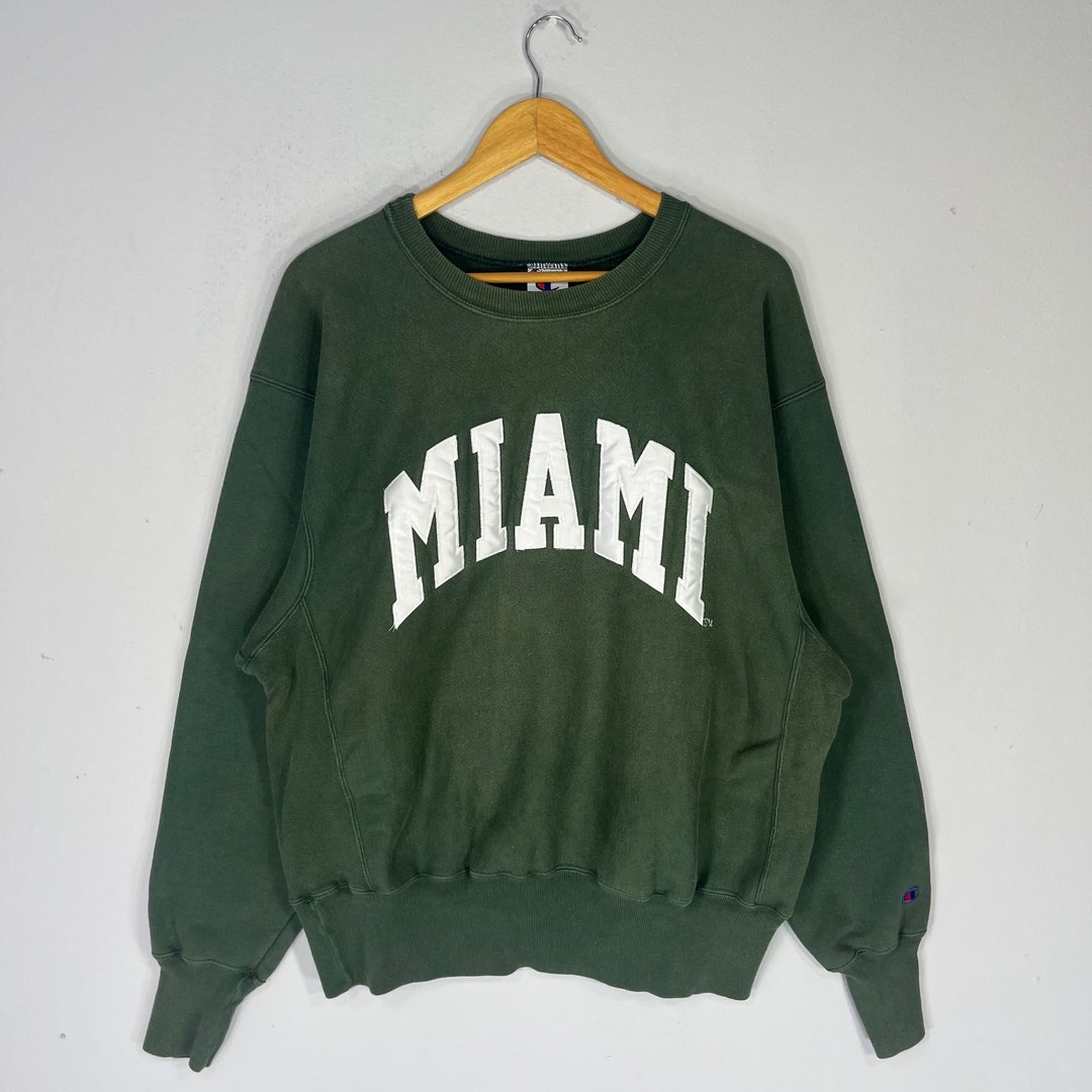 Vintage Champion Tag Miami Spellout Big Logo Embroidered Sweatshirt ...