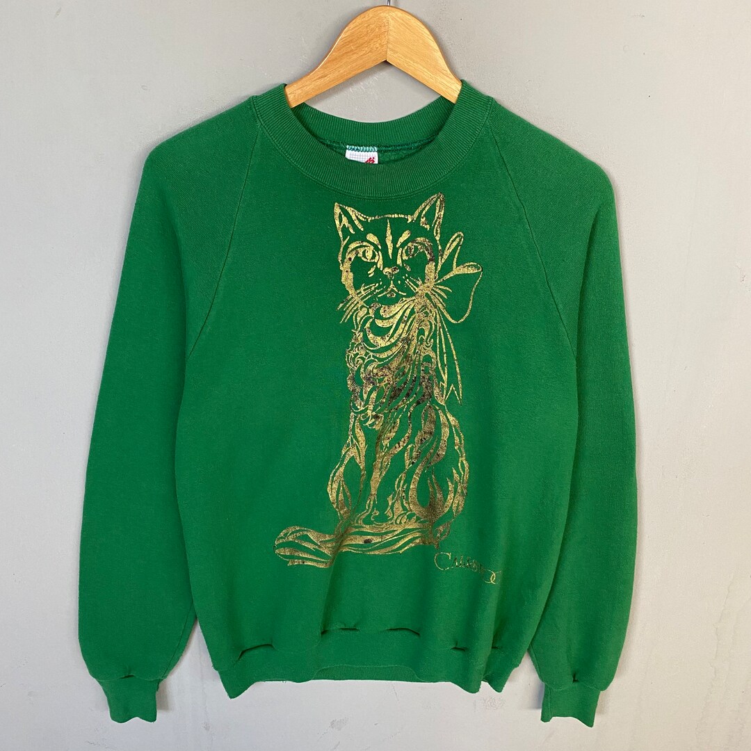 Vintage 90s Jerzees Tag Cat Biglogo Printed Sweatshirt Crewneck ...