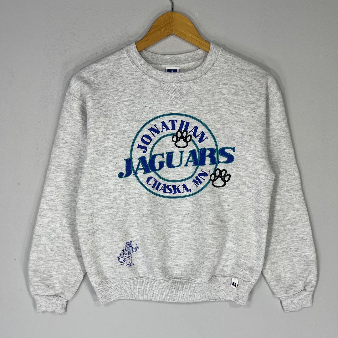 Vintage 90s Russel Tag Jonathan Jaguars Chaska Spellout Printed Big ...
