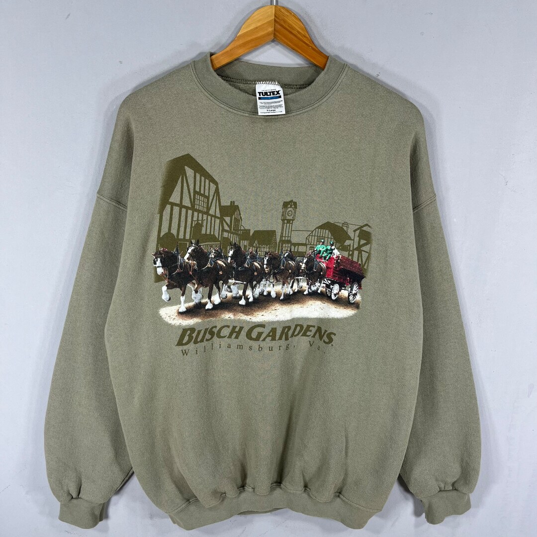Vintage Tultex Tag Busch Gardens Williamsburg Spellout Logo Printed Sweatshirt Crewneck Baggie ...