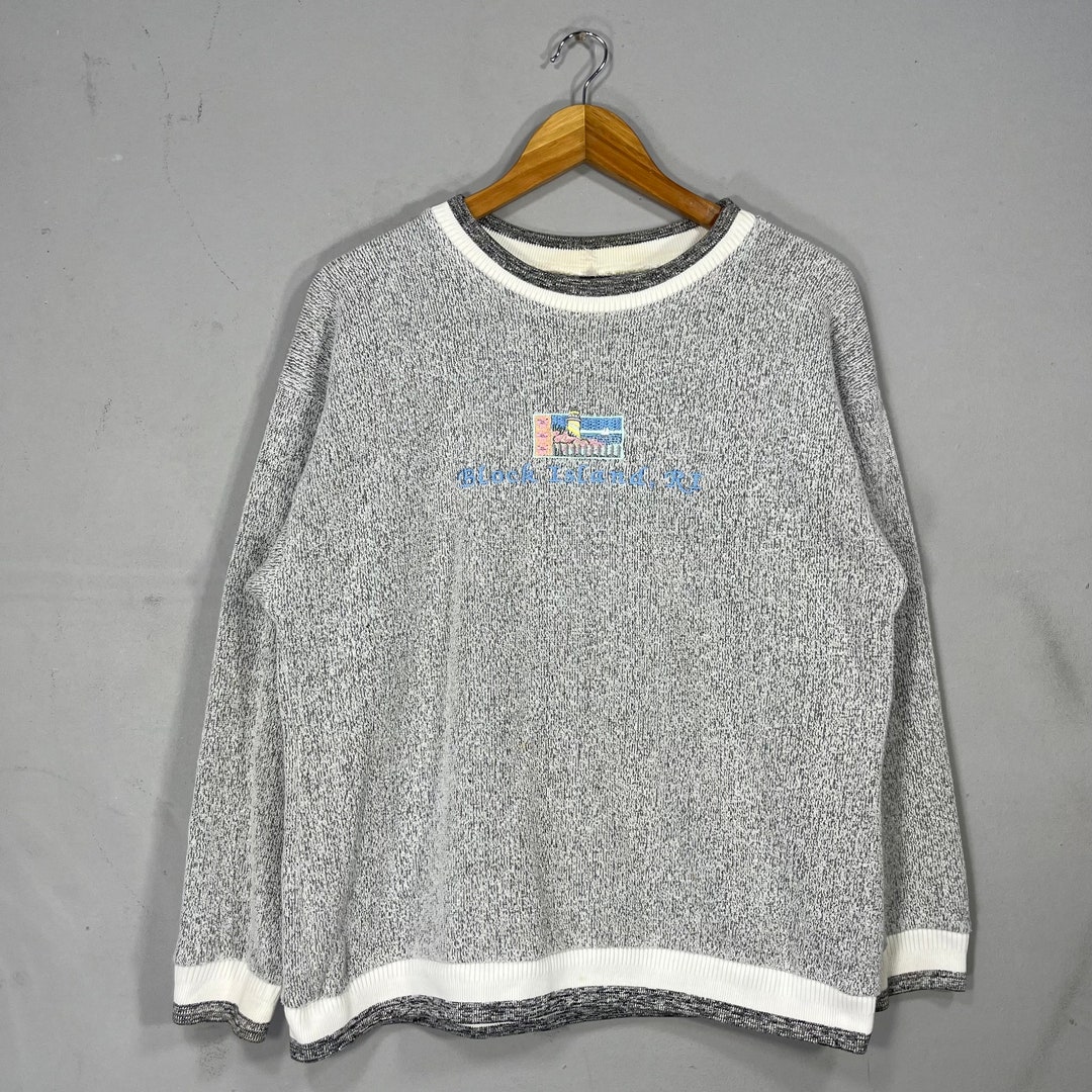 Vintage Block Island RI Spellout Biglogo Embroidered Sweatshirt ...