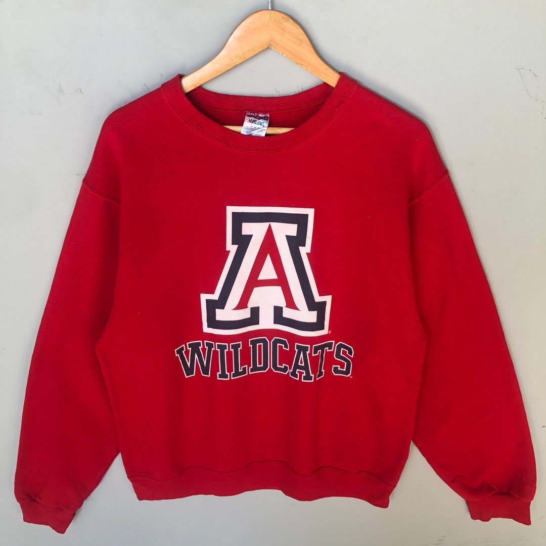 Vintage Y2K Jerzees Tag Wildcats Spellout Big Logo Printed Sweatshirt Pullover Crewneck Sweater ...
