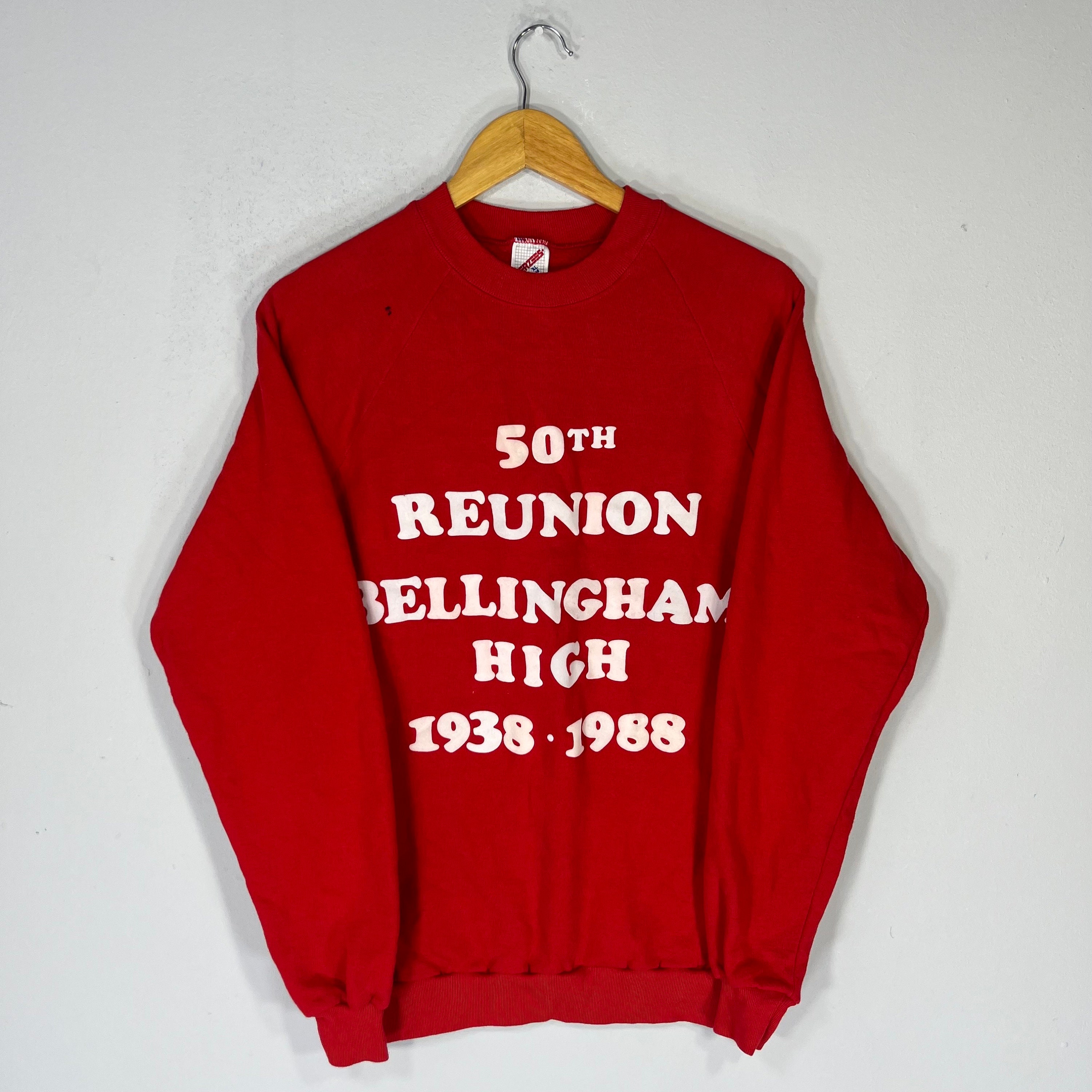 Vintage 90s Jerzees Tag 50th Reunion Bellingham High Spellout Big Logo ...