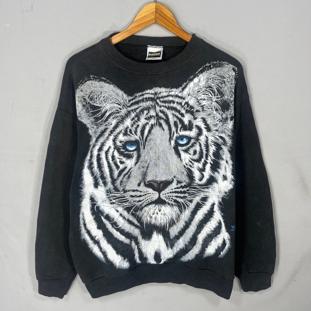 Vintage Tultex Tag White Tiger Big Logo Printed Sweatshirt - Etsy