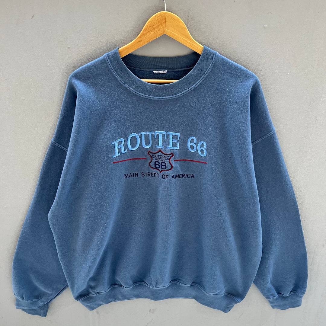 Vintage Route 66 Main Street of America Spellout Embroidered Big Logo ...