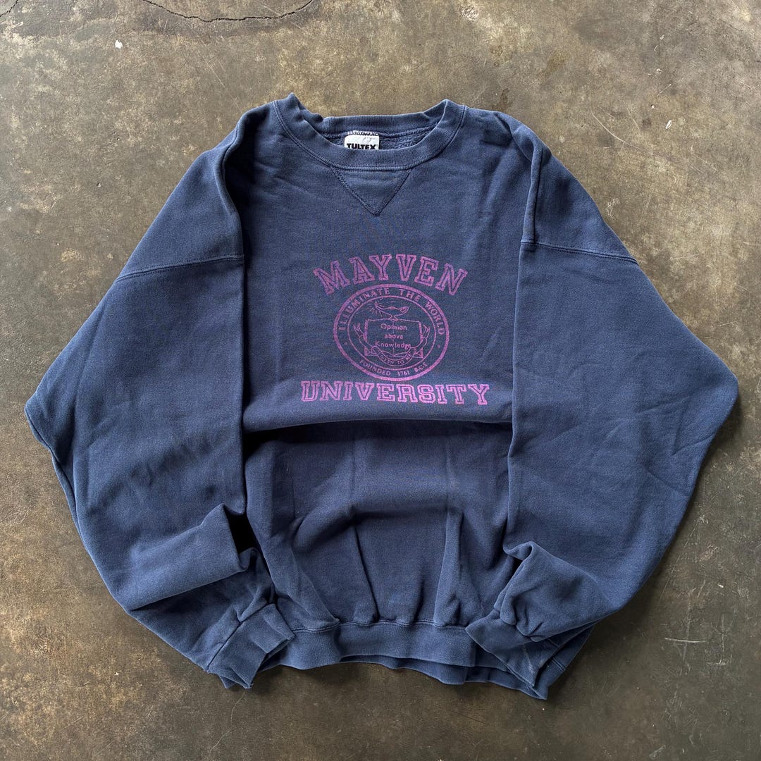 Vintage Y2K Tultex Tag Mayven University Big Logo Printed Sweatshirt Pullover Crewneck Sweater ...