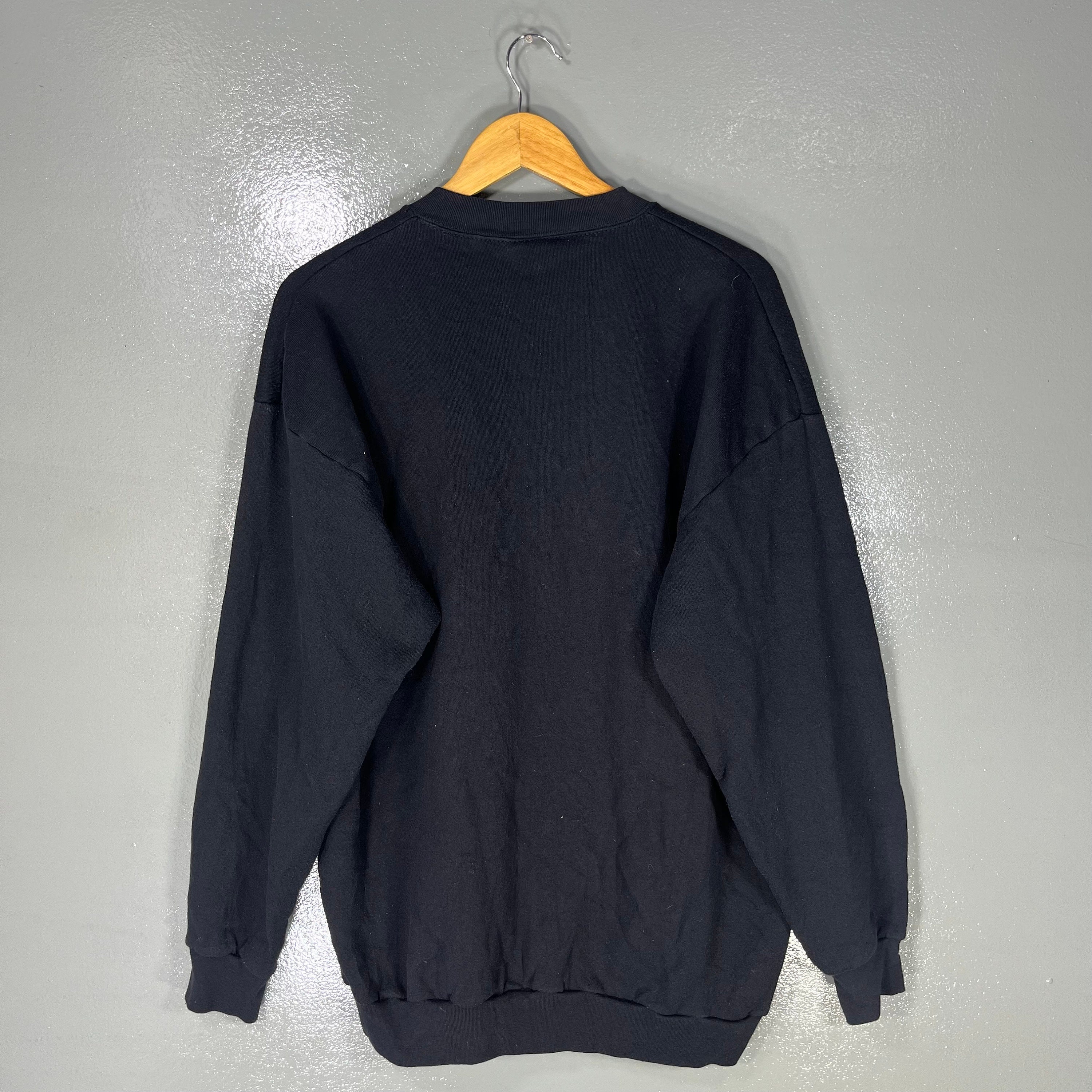 Vintage 90s Tultex Tag Pumpkin Emoji Halloween Biglogo Printed Colour Black Crewneck Pullover ...