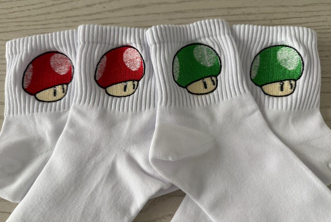 Epic Toads or Super Mario Mushroom People Embroidered Ladies Socks - Etsy
