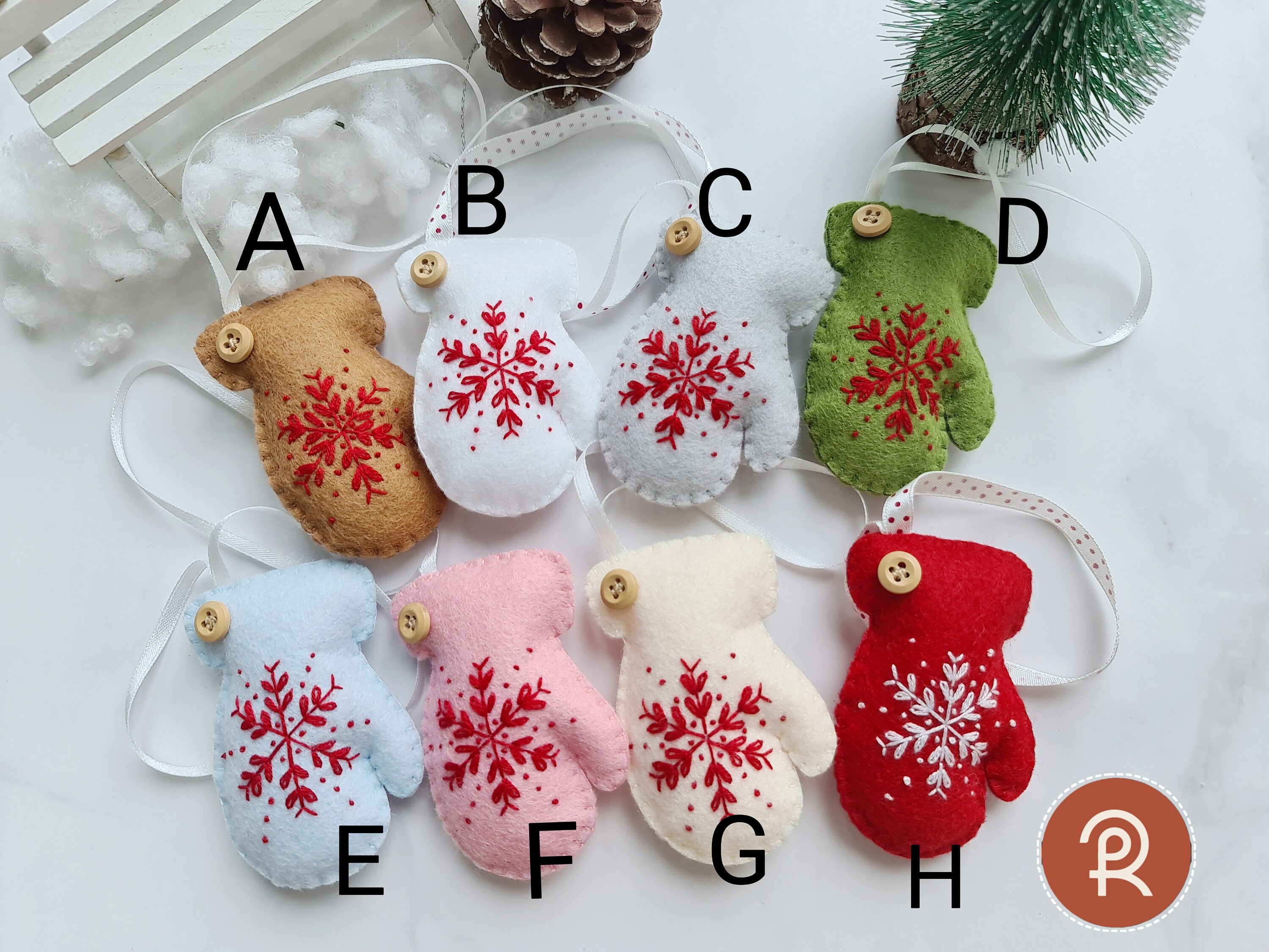 Felt Mitten Christmas Ornament, Christmas Tree Ornament, Christmas ...