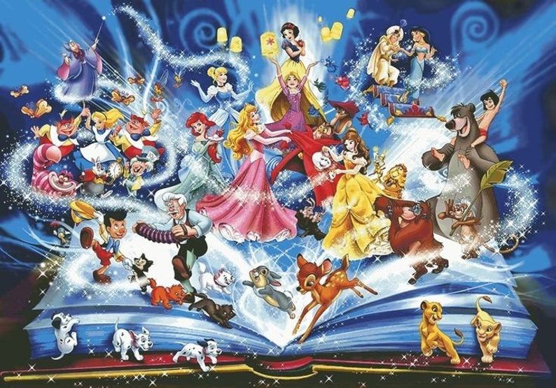Pre Printed Cross Stitch DIY Kit, Whole Family of Cartoon World ...