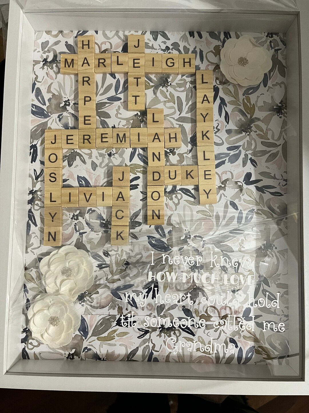 Customized Grandchildren Scrabble Tile Shadow Box Gift - Etsy