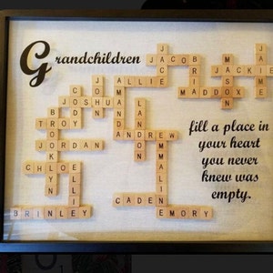 Customized Grandchildren Scrabble Tile Shadow Box Gift - Etsy
