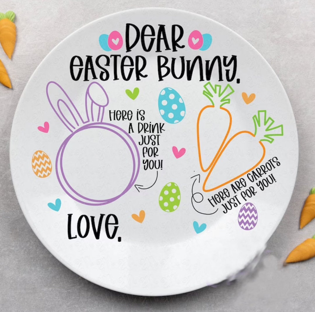 Dear Easter Bunny Plate/ Colors Can Be Customized/ Personalized Plates ...