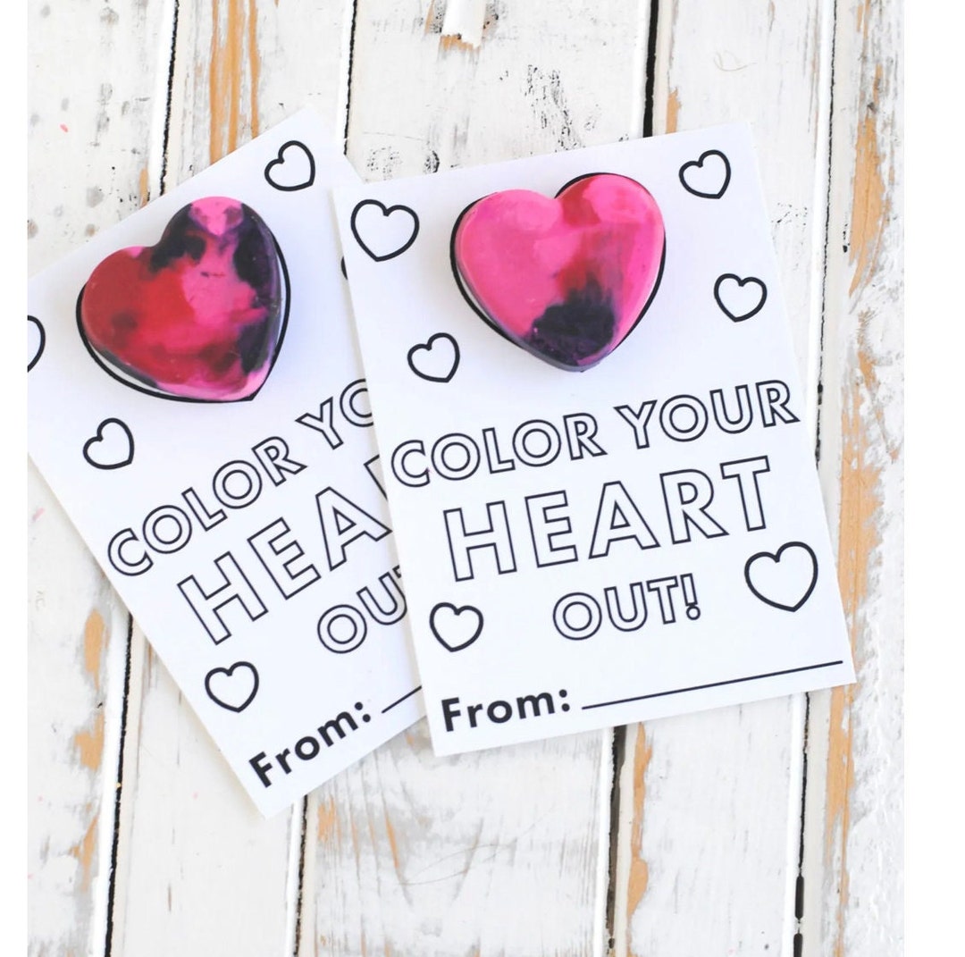 Color Your Heart Out Heart Crayons, Crayon Valentine Cards, Classroom ...