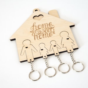 Family Key Holders - Wall Keychain Set With Kids and Parents, Eco ...